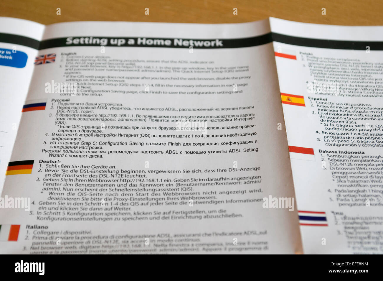 Multilingual instructions paper Stock Photo - Alamy