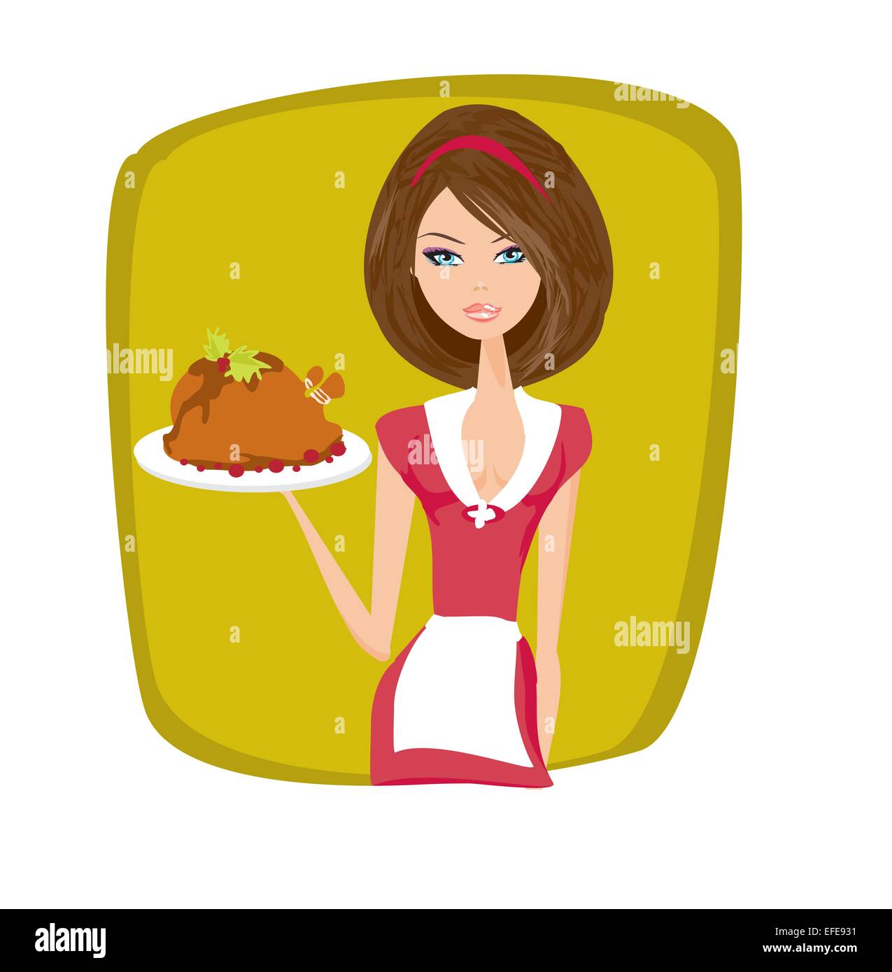 Young waitress tray on white Stock Vector Images - Alamy