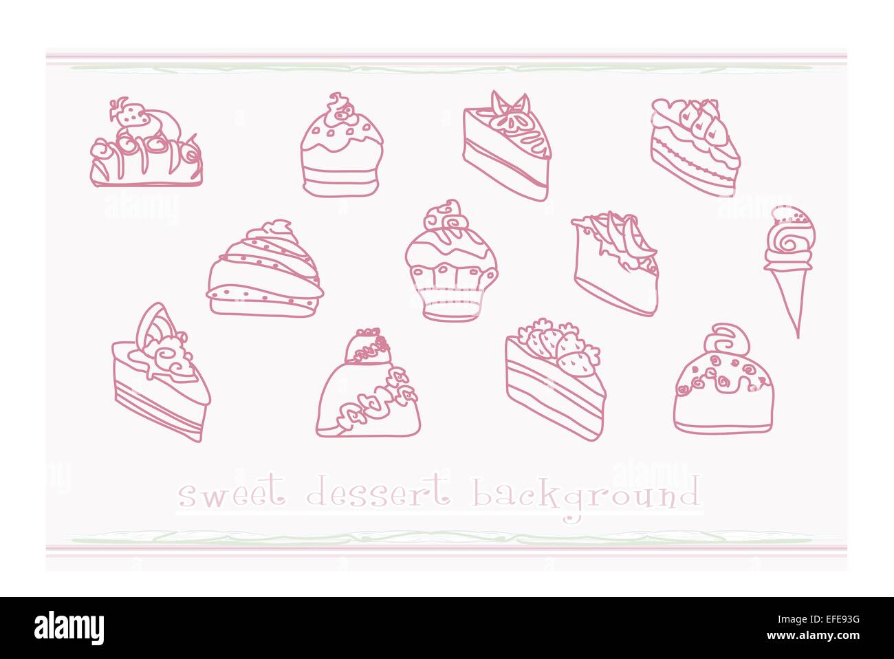 sweet dessert background doodle set Stock Vector Image & Art - Alamy