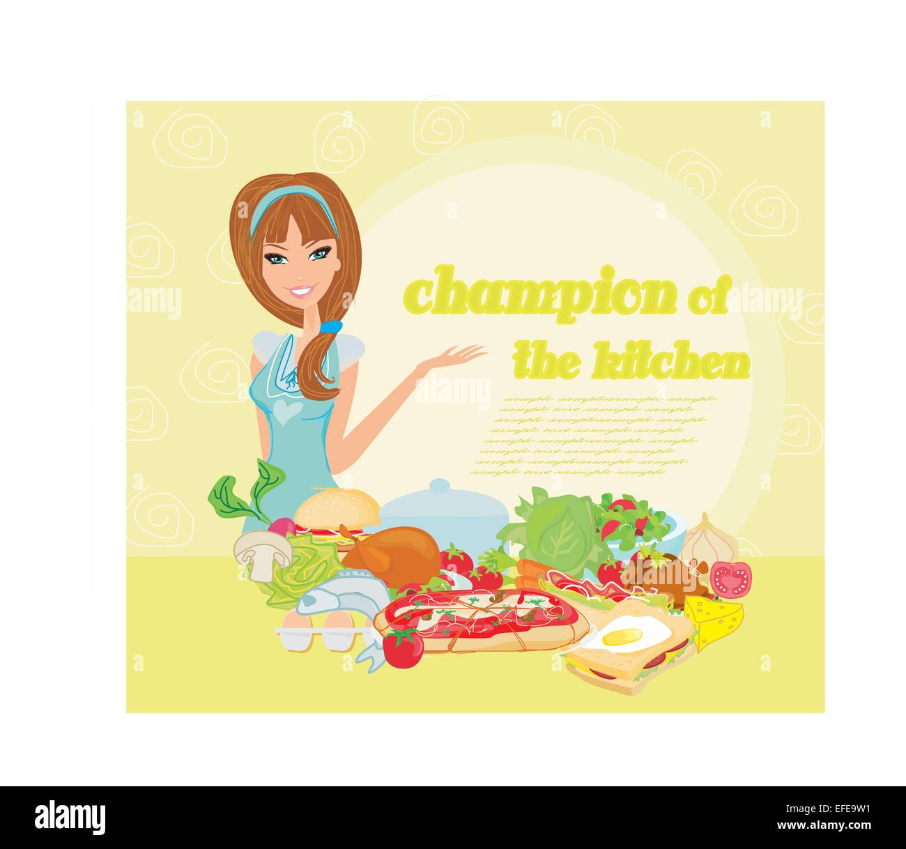Beautiful lady cooking menu card Stock Vector Image & Art - Alamy
