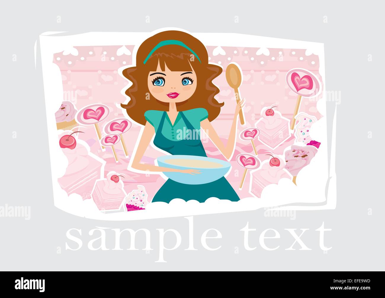 beautiful girl cooking sweet desserts Stock Vector Image & Art - Alamy