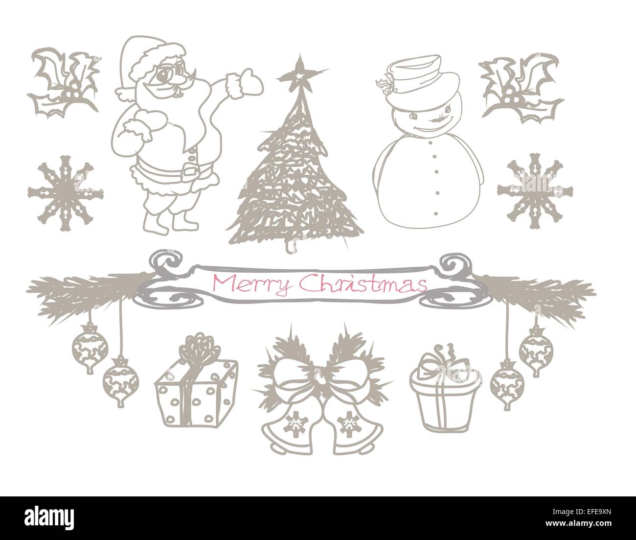 hand drawn christmas doodle set Stock Vector Image & Art - Alamy