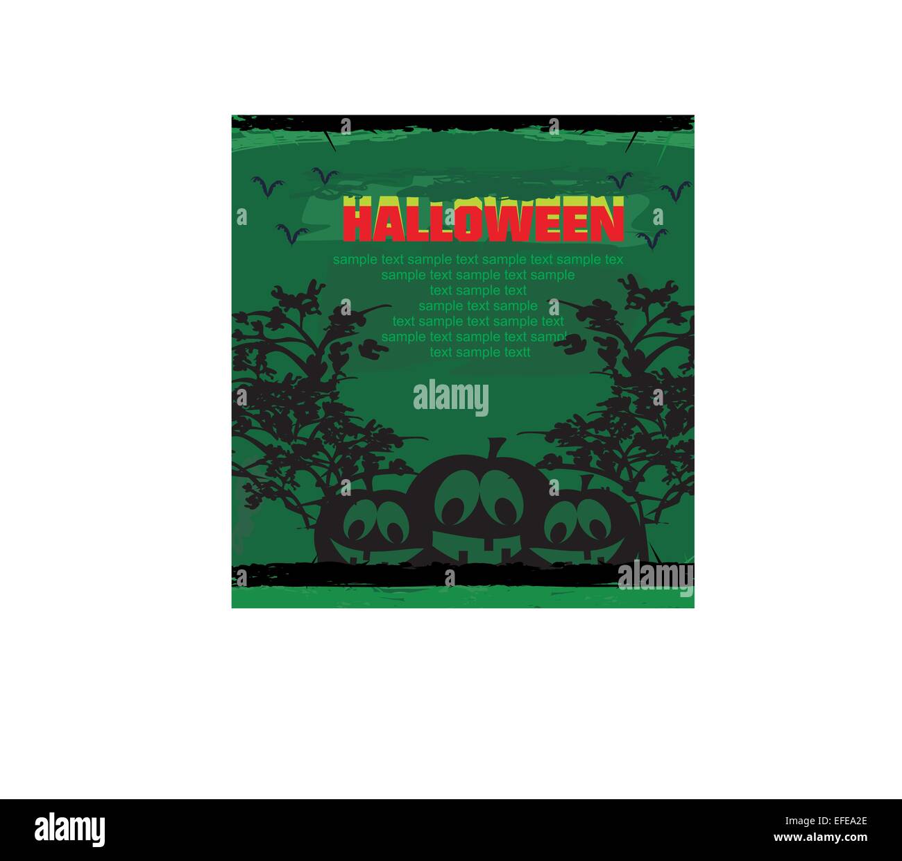 broken halloween pumpkin on grunge green background vector illustration ...