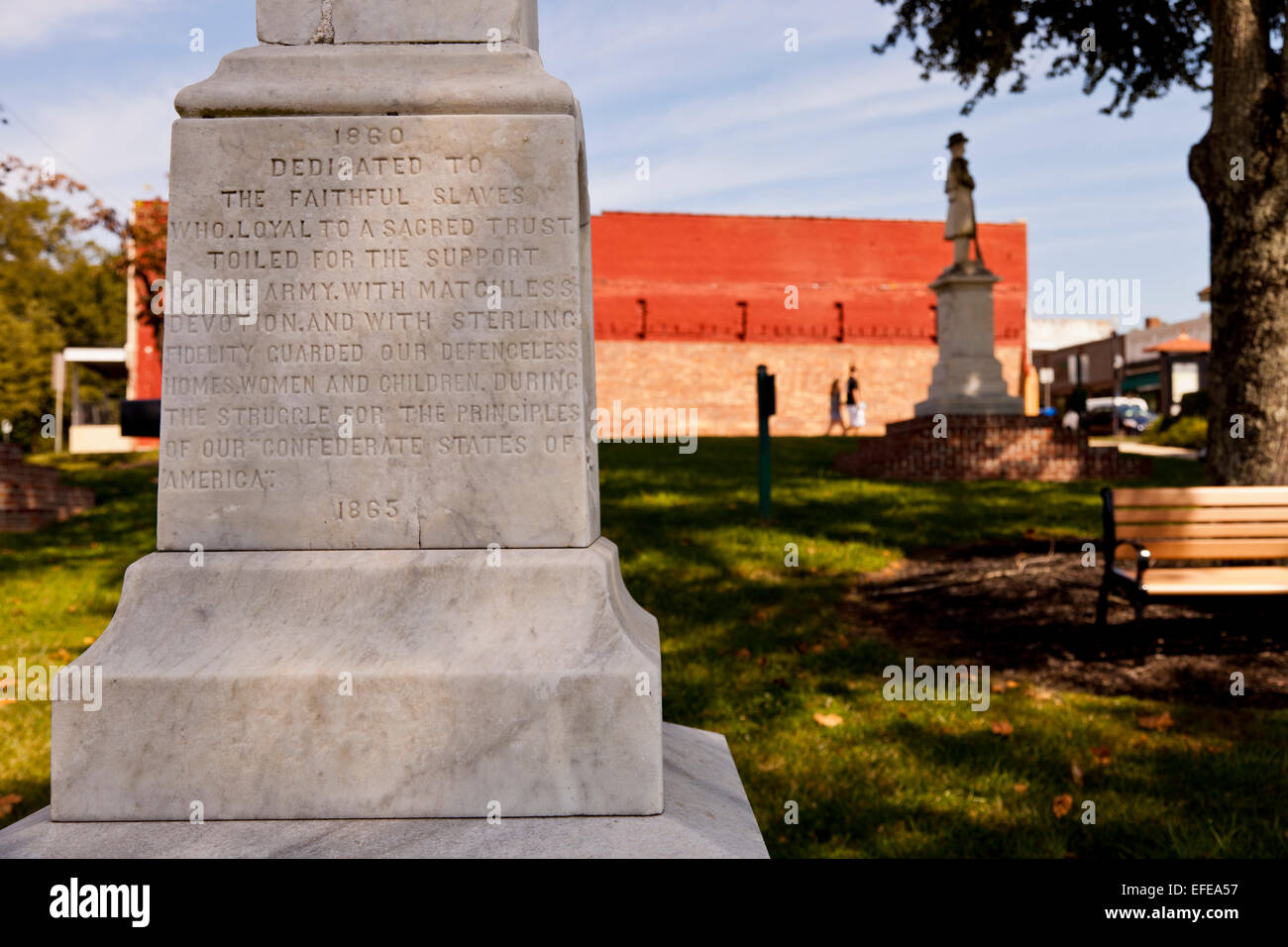Monument with a dedication to slaves of the South, Confederate Park ...