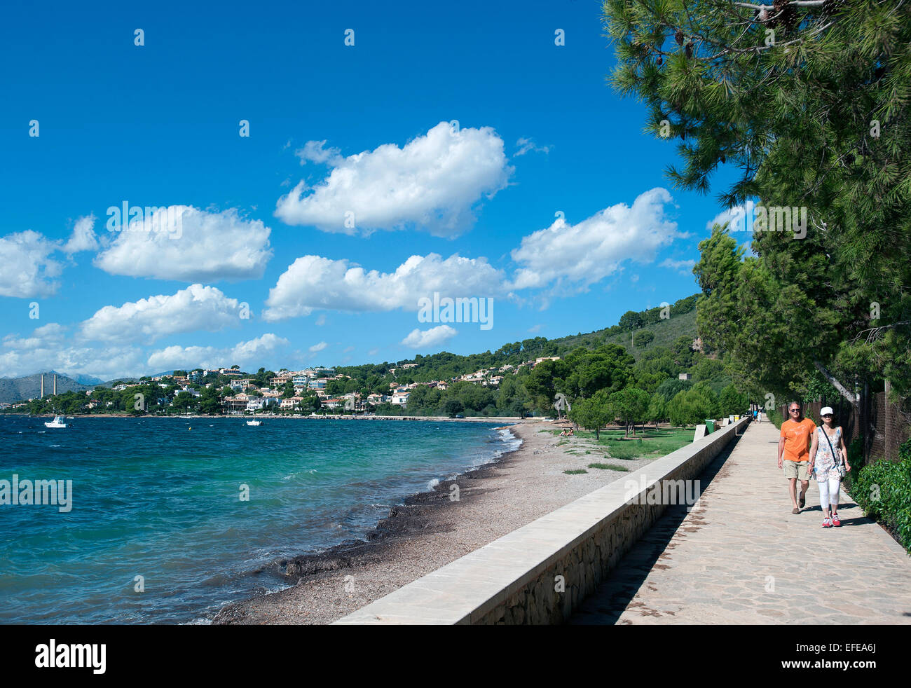 Beach Promenade Alcanada, Mallorca, Balearics, Spain Stock Photo - Alamy