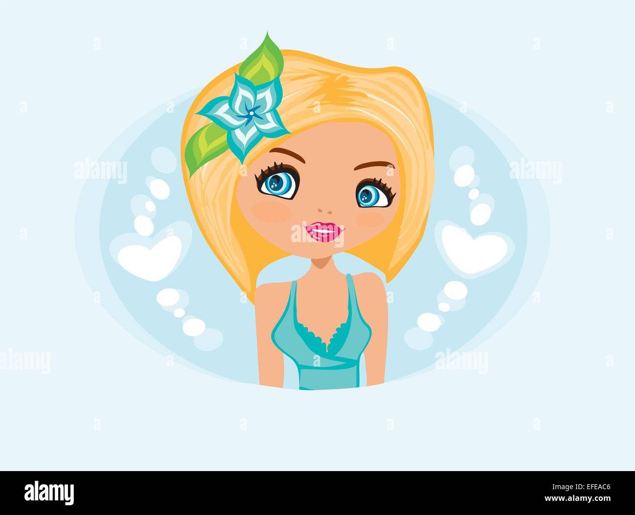 sweet little girl portrait cartoon vector illustration Stock Vector ...