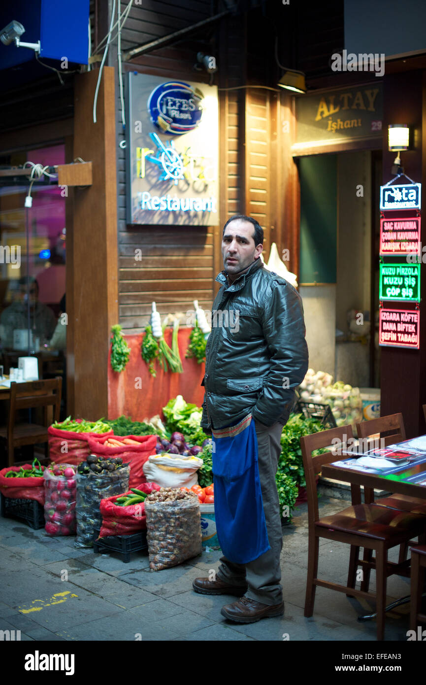 A local man at the market in the Kadikoy area (Asia) is pictured as ...