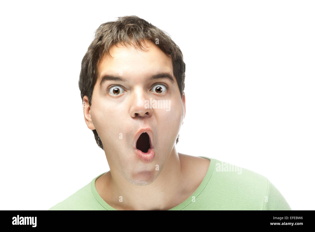 amazed young man portrait isolated on white background Stock Photo - Alamy