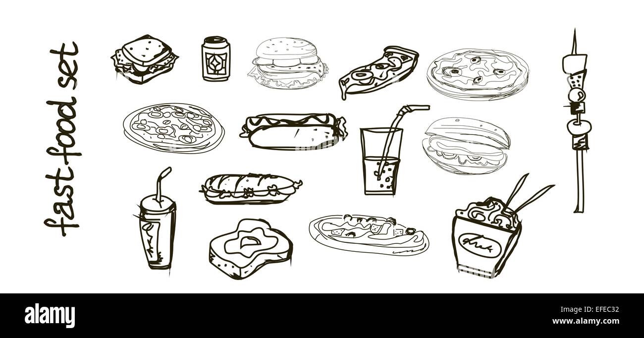 fast food doodle set Stock Vector Image & Art - Alamy