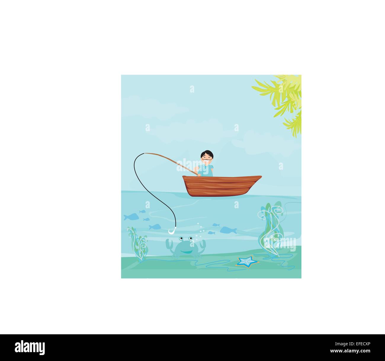 Fisherman catching the fish Stock Vector Image & Art - Alamy
