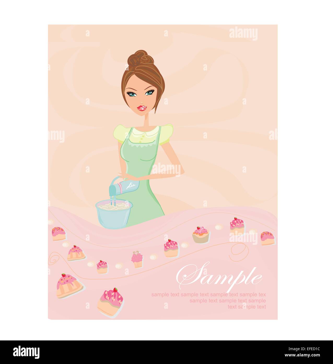 Beautiful lady cooking cake Stock Vector Image & Art - Alamy