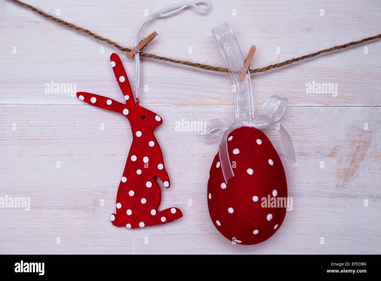 A Red Easter Bunny With Hearts And A Big Easter Egg Which Is Dotted And ...