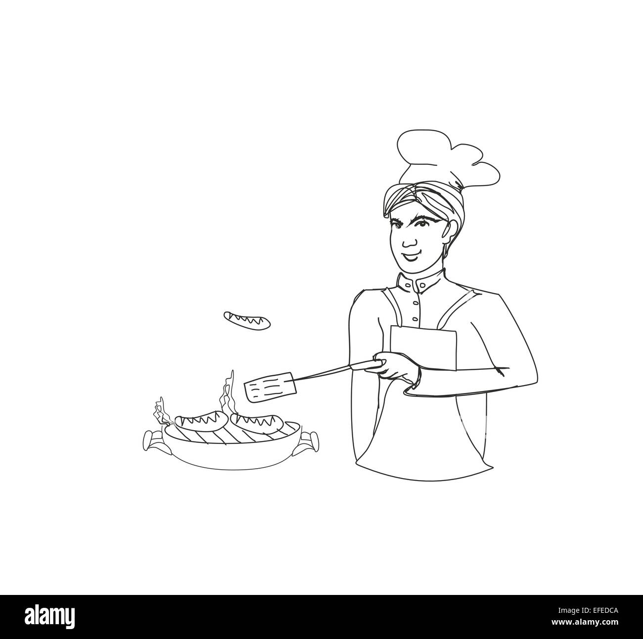 Food doodles with chef hi-res stock photography and images - Alamy