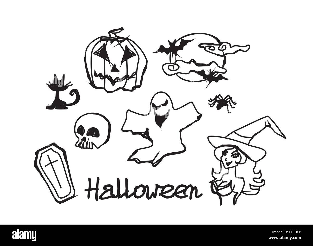 Set with halloween doodles Cut Out Stock Images & Pictures - Alamy