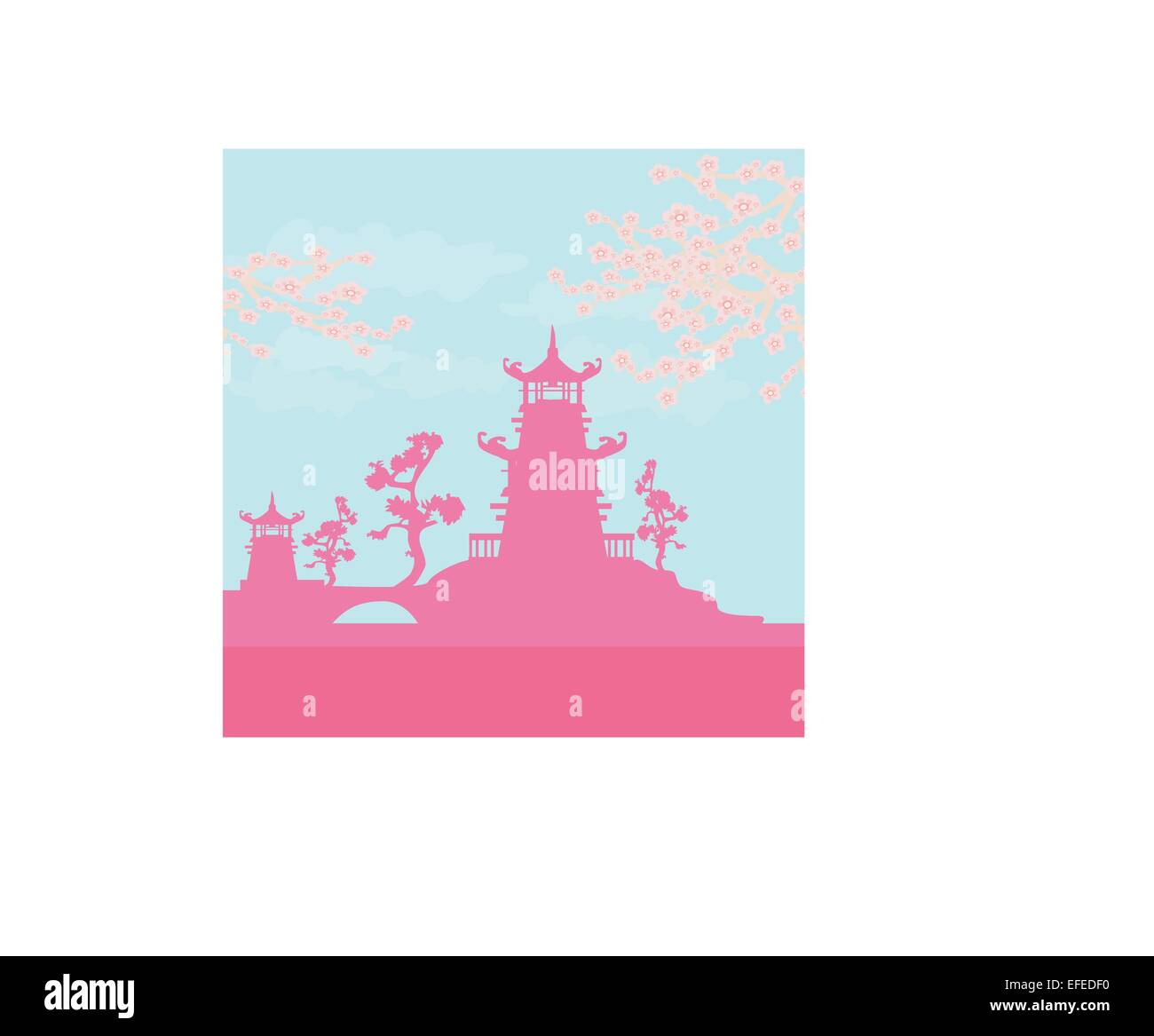old paper with Japanese Temple on abstract Asian Landscape Stock Vector ...