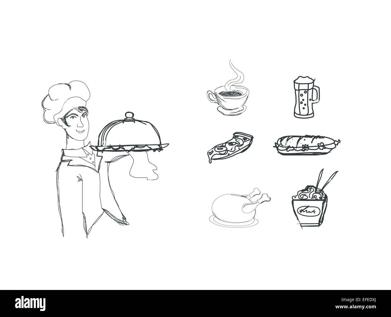 cooking chef doodles food set Stock Vector Image & Art - Alamy