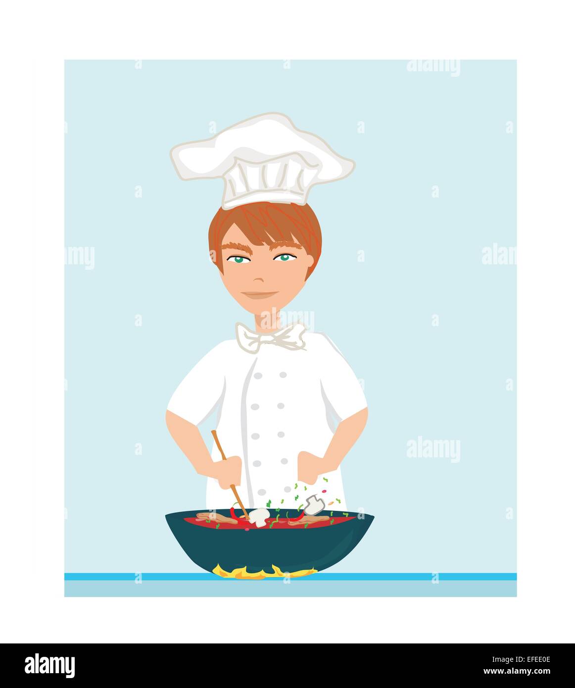 illustration of young kitchen chef cooking soup Stock Vector Image ...
