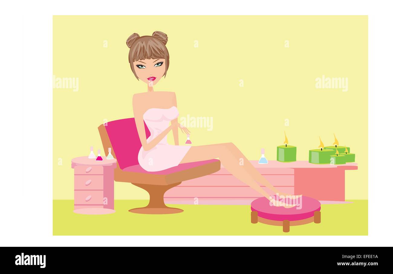 girl doing nails manicure Stock Vector Image & Art - Alamy