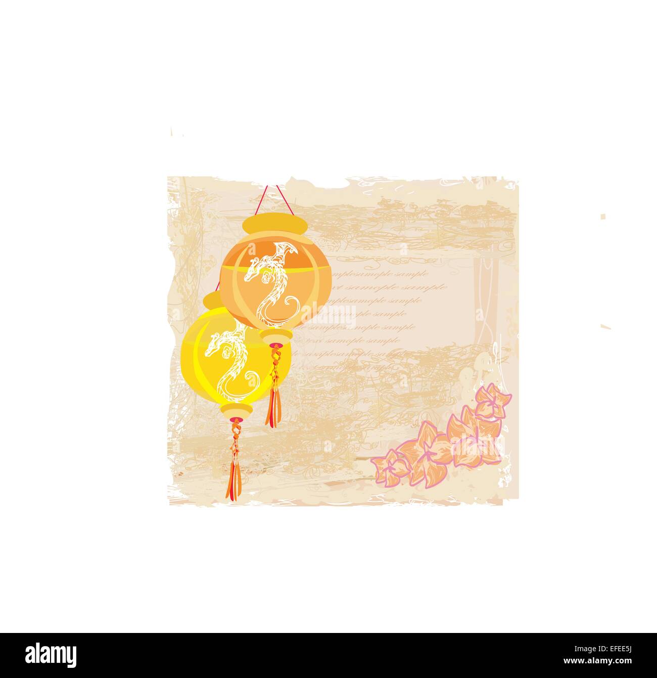 Chinese New Year with lanterns card, vector Stock Vector Image & Art ...