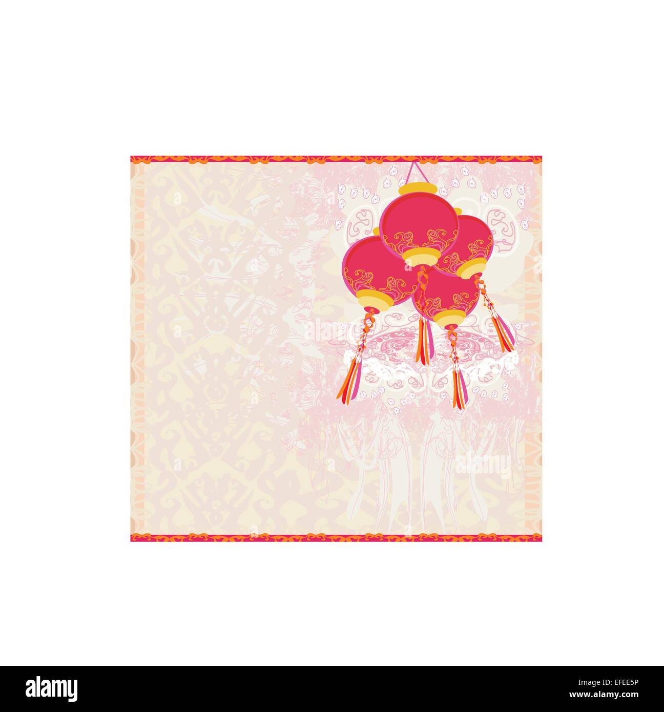 Chinese New Year with lanterns card, vector Stock Vector Image & Art ...