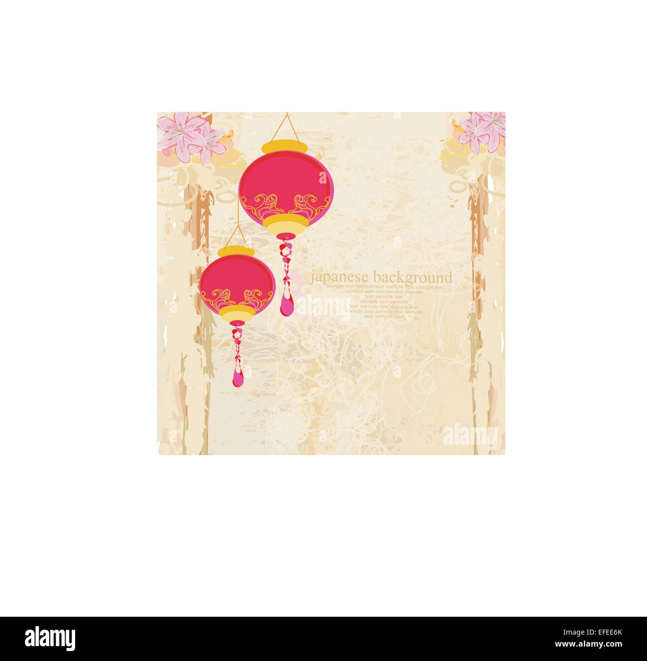 Chinese New Year card with lanterns , vector Stock Vector Image & Art ...