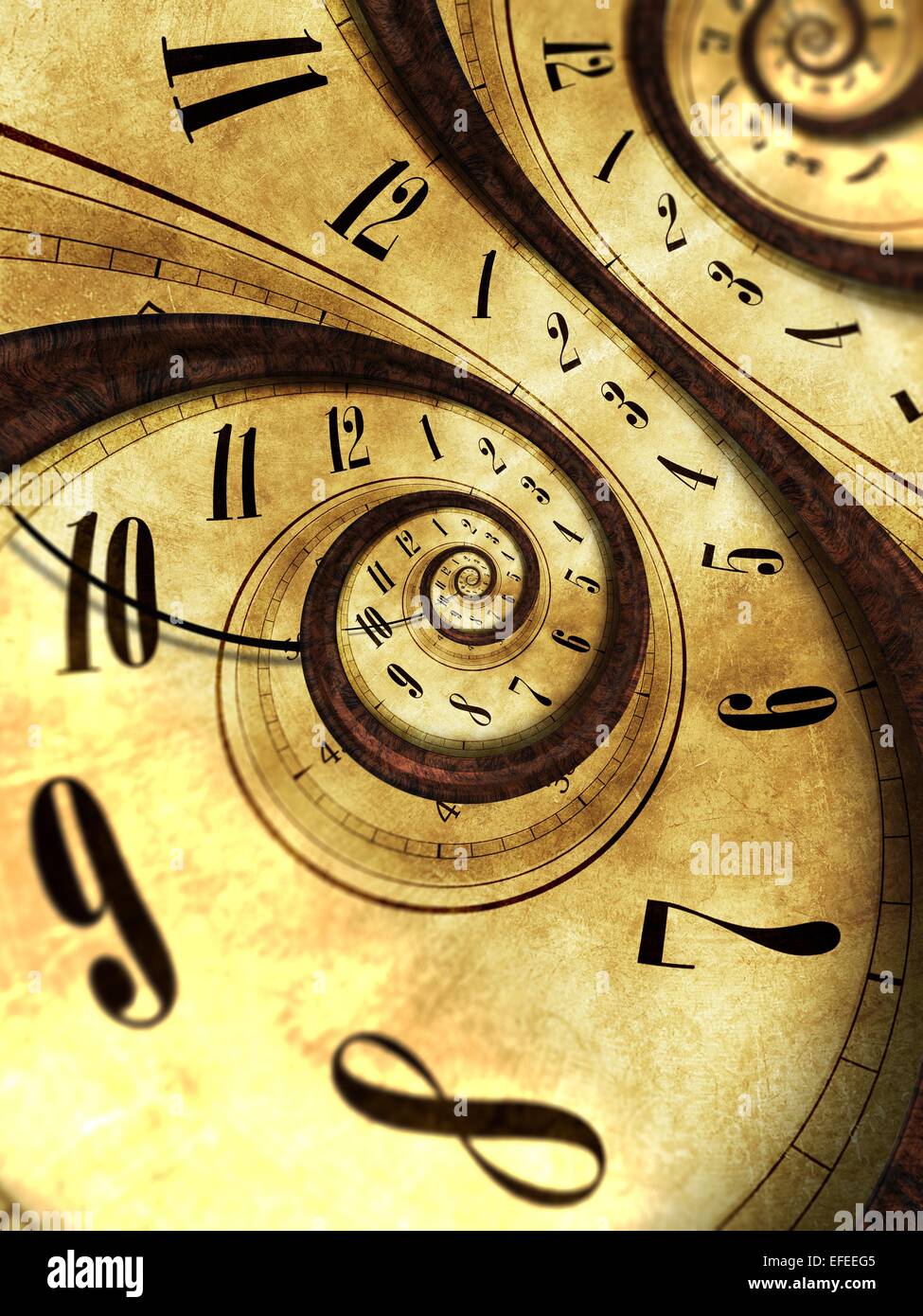 Abstract Time Background Concept Illustration. Twisted Vintage Clock ...