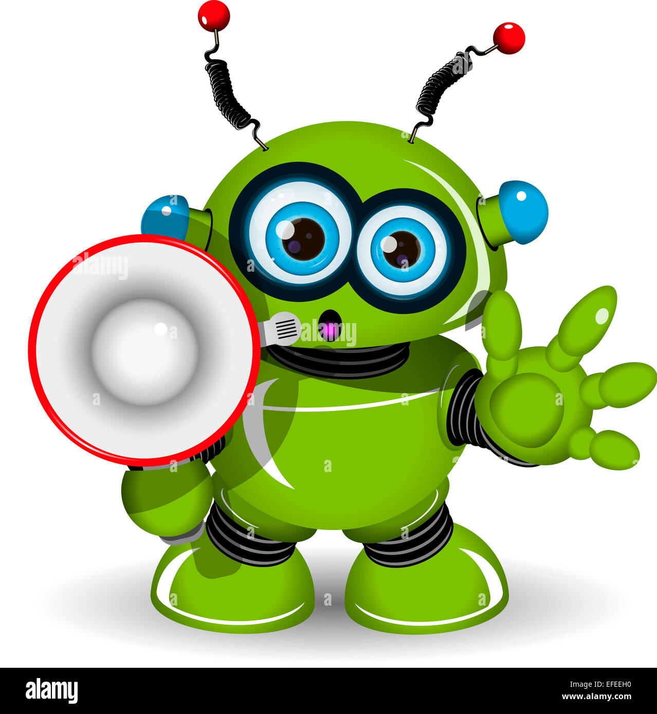 Illustration of a green robot with speaker Stock Photo - Alamy