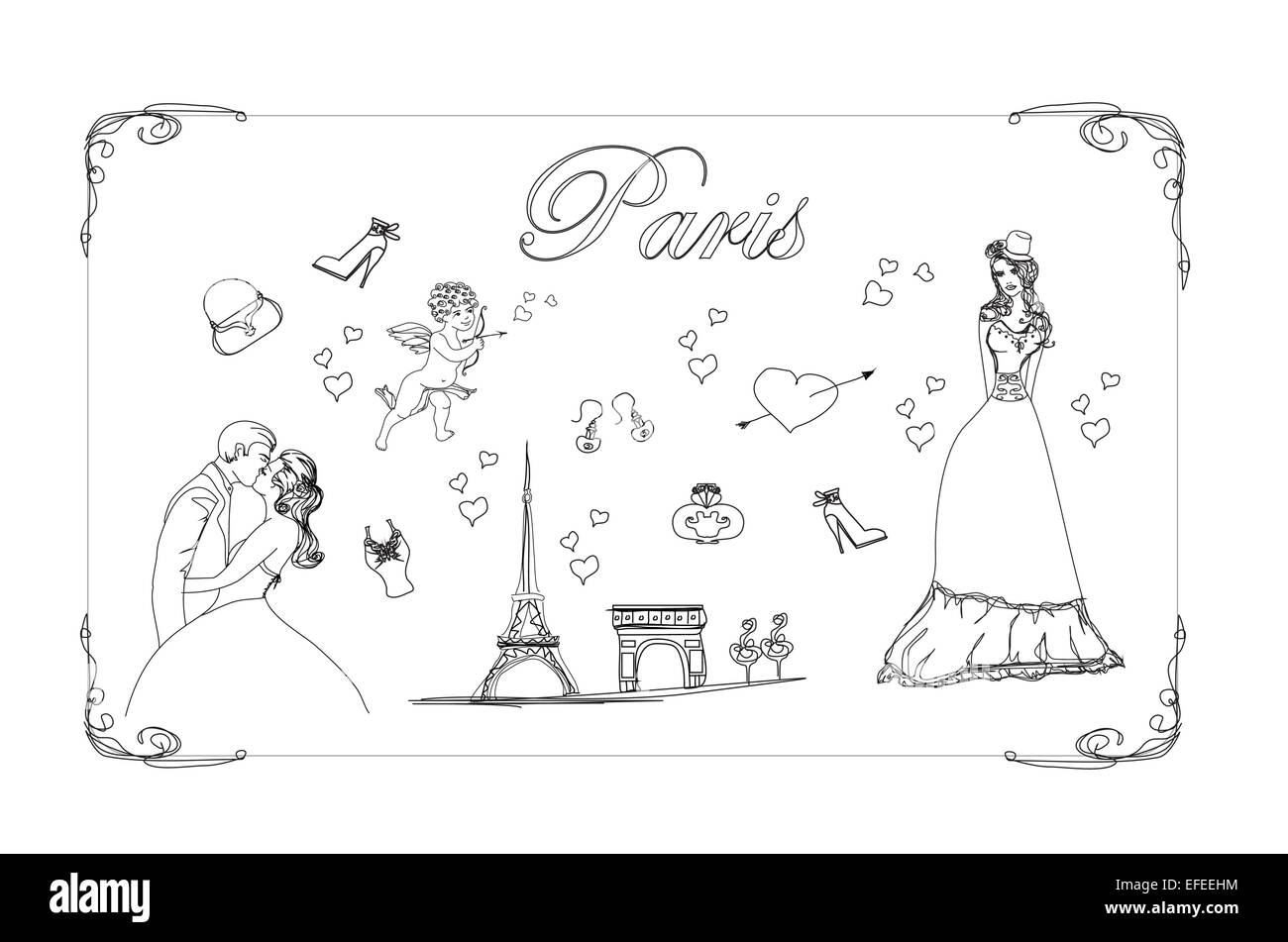 Paris icons doodles set Stock Vector Image & Art - Alamy