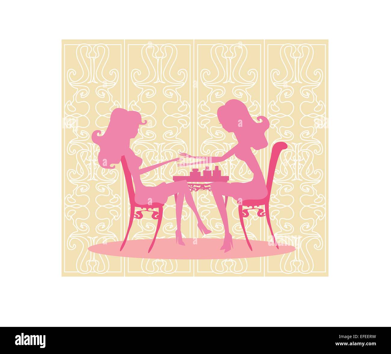 Young lady silhouette doing manicure in beauty salon Stock Vector Image ...