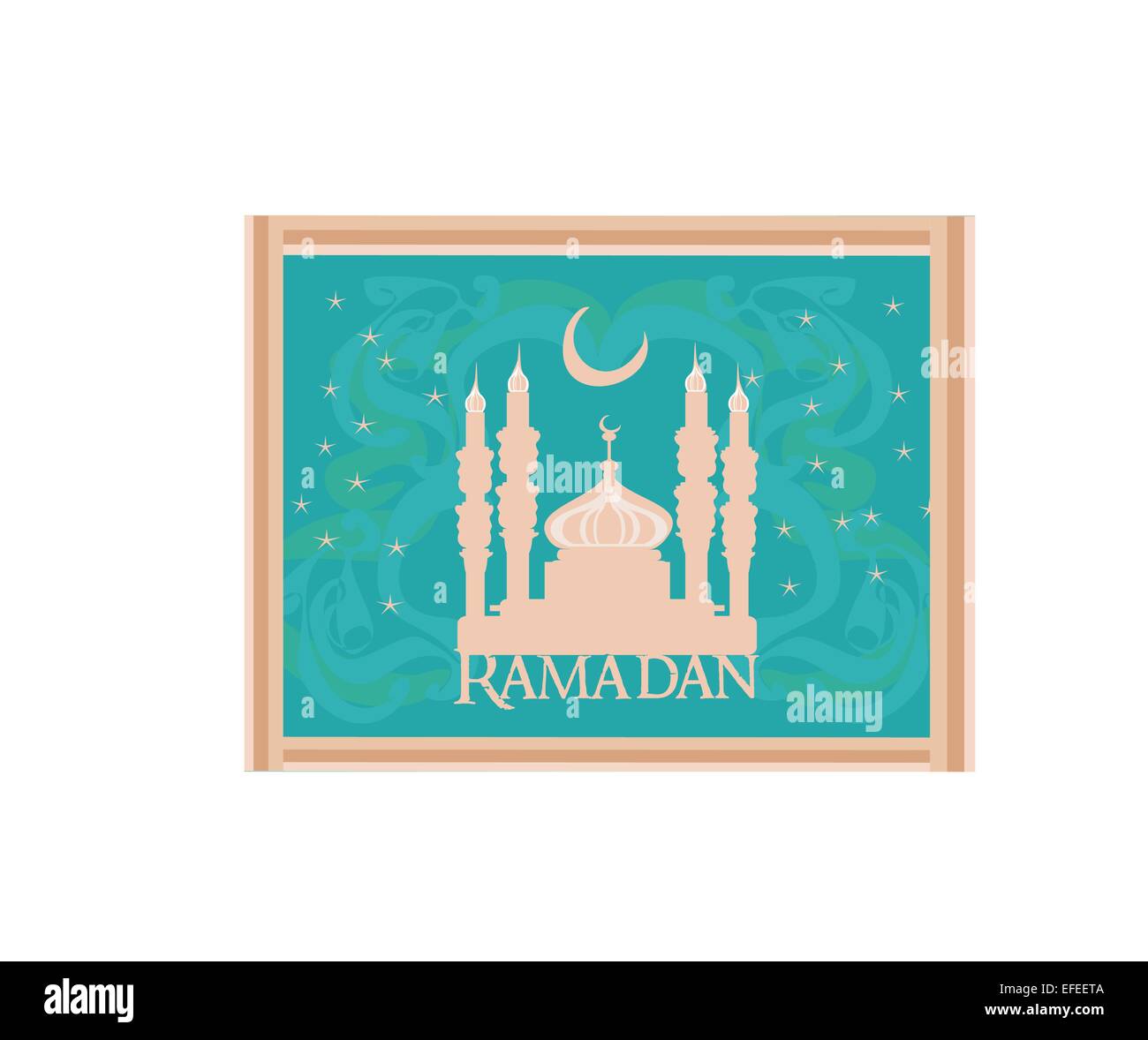Ramadan background - mosque silhouette vector card Stock Vector Image ...