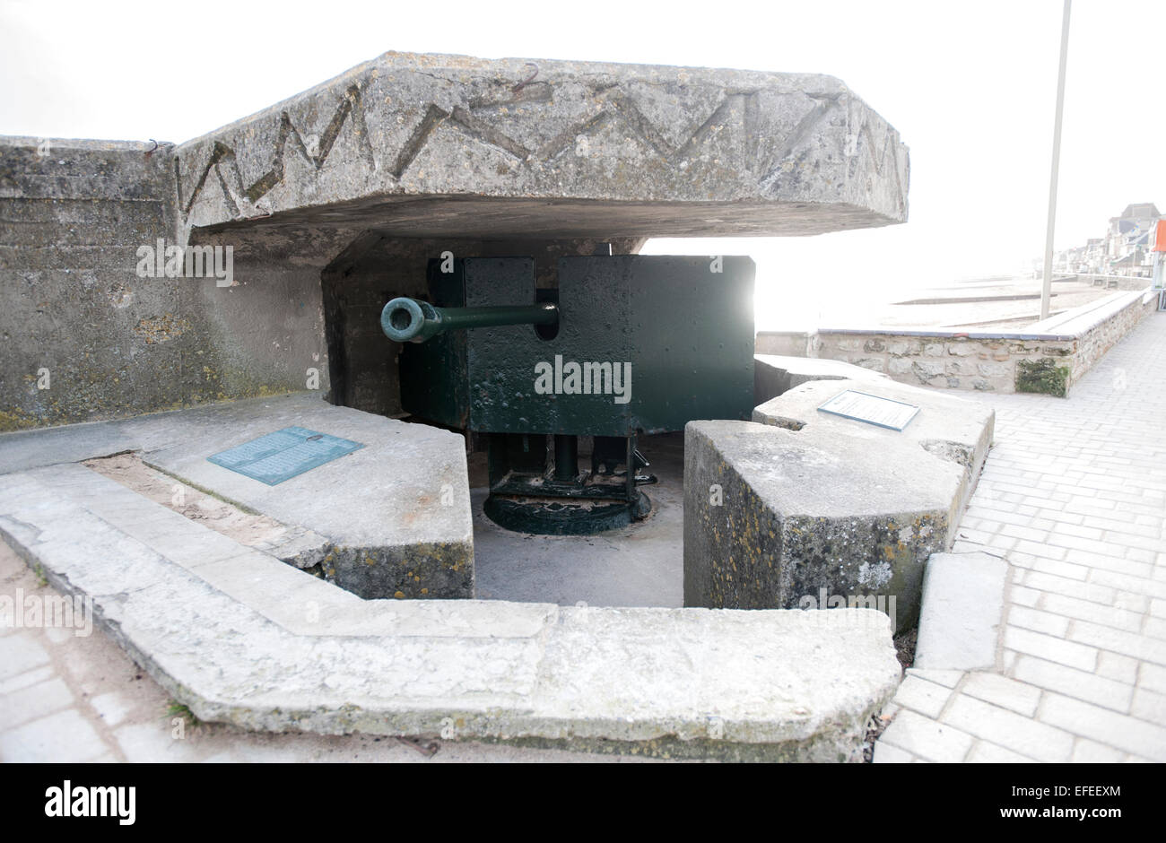 German defenses on the Normandy cliffs, a gun emplacement preserved to ...