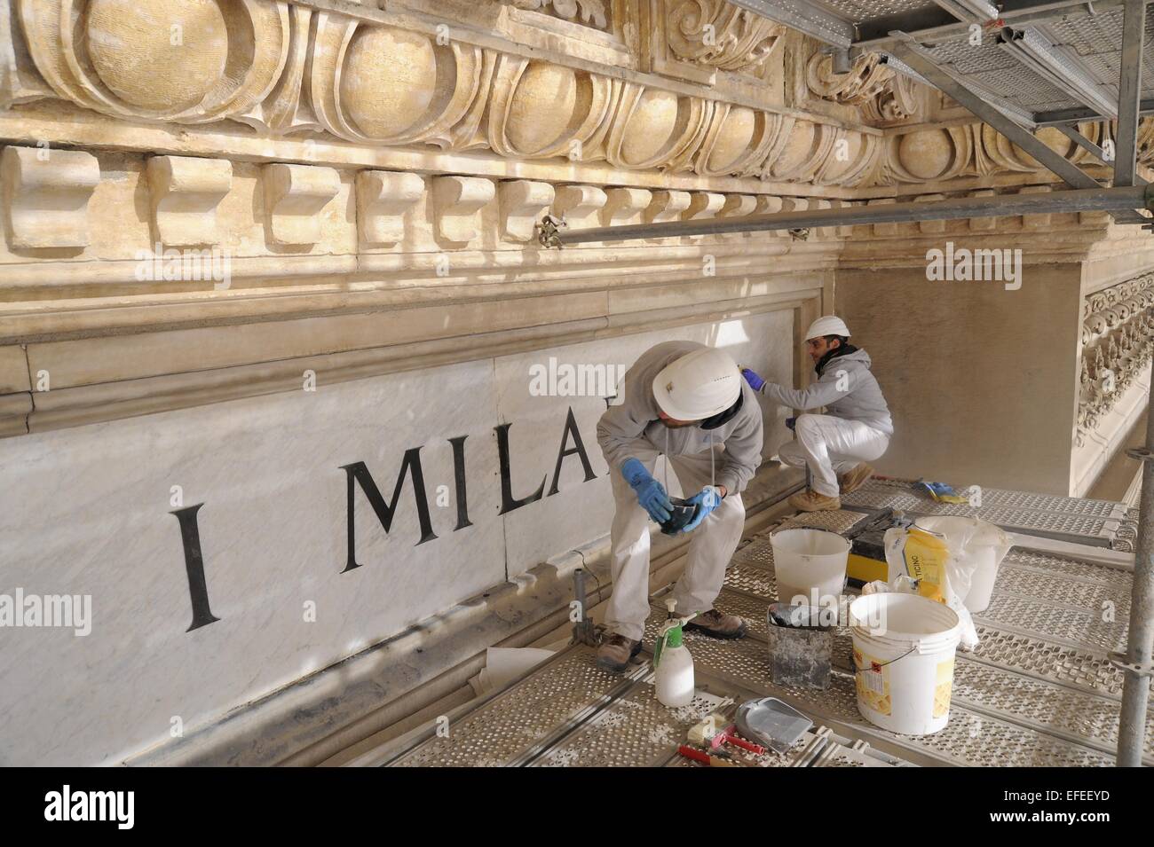 Milan (Italy) restoration works of Vittorio Emanuele II gallery Stock ...