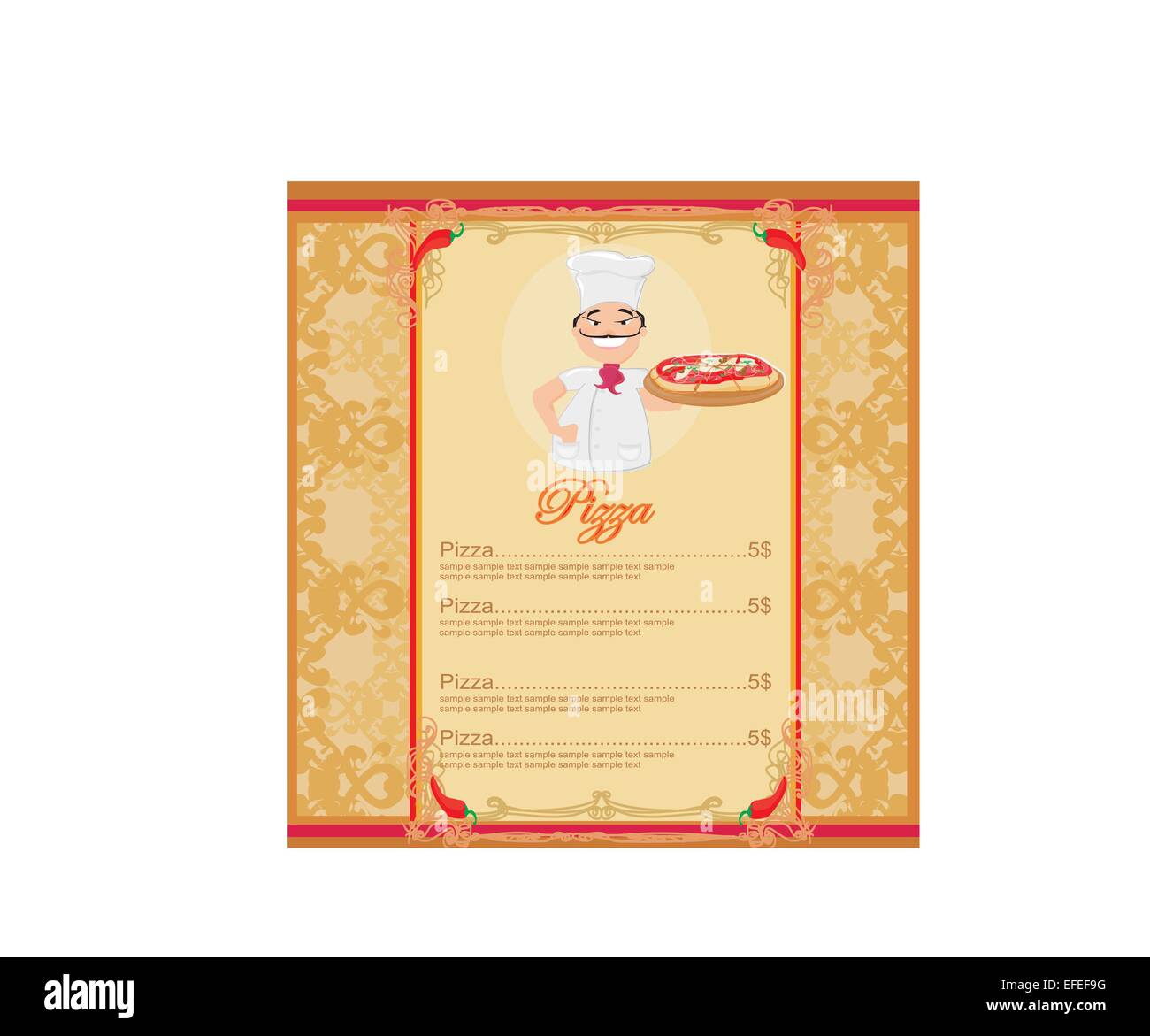 Pizza Menu with chef Template card Stock Vector Image & Art - Alamy