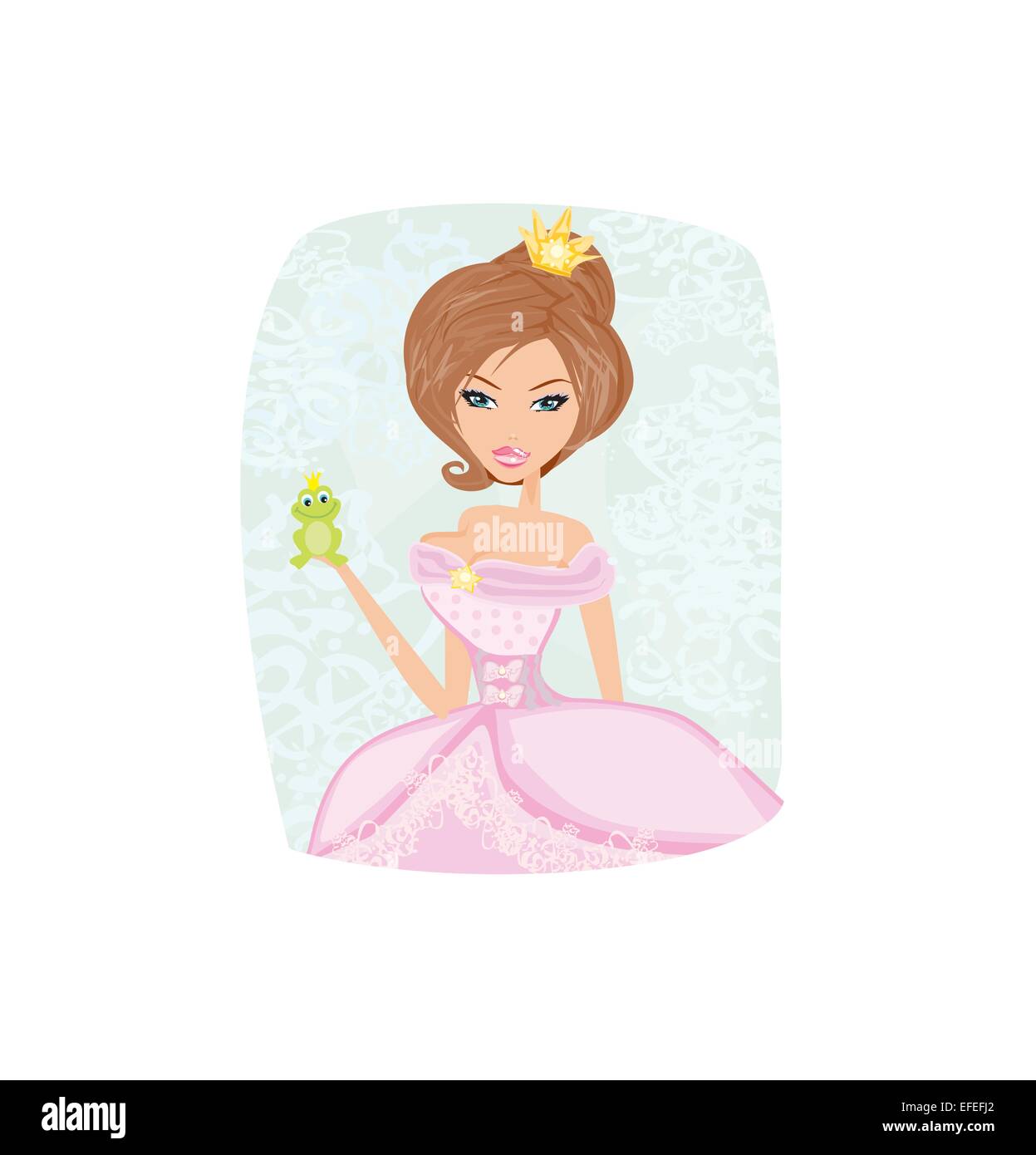 Beautiful young princess holding a big green frog Stock Vector Image ...