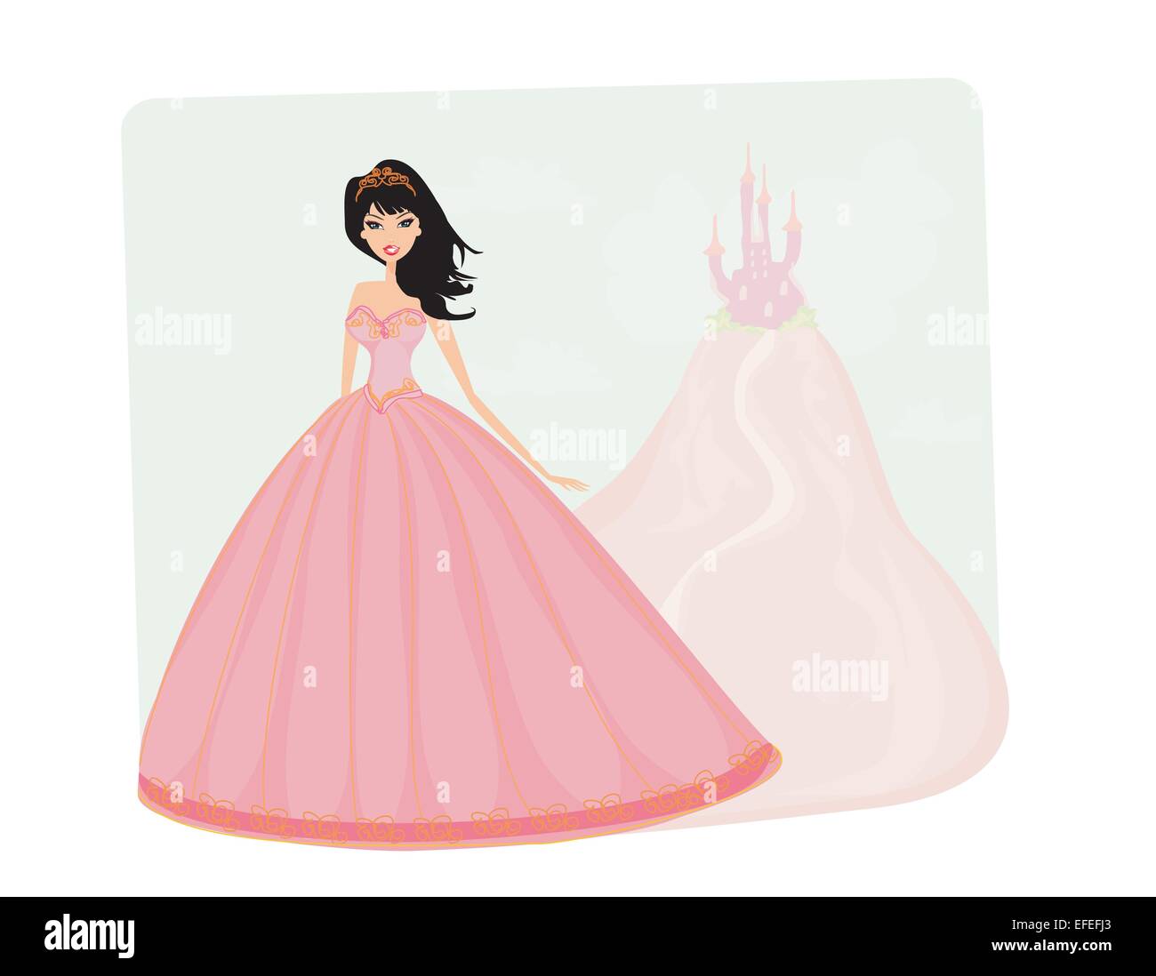 Beautiful young princess in front of her castle Stock Vector Image ...