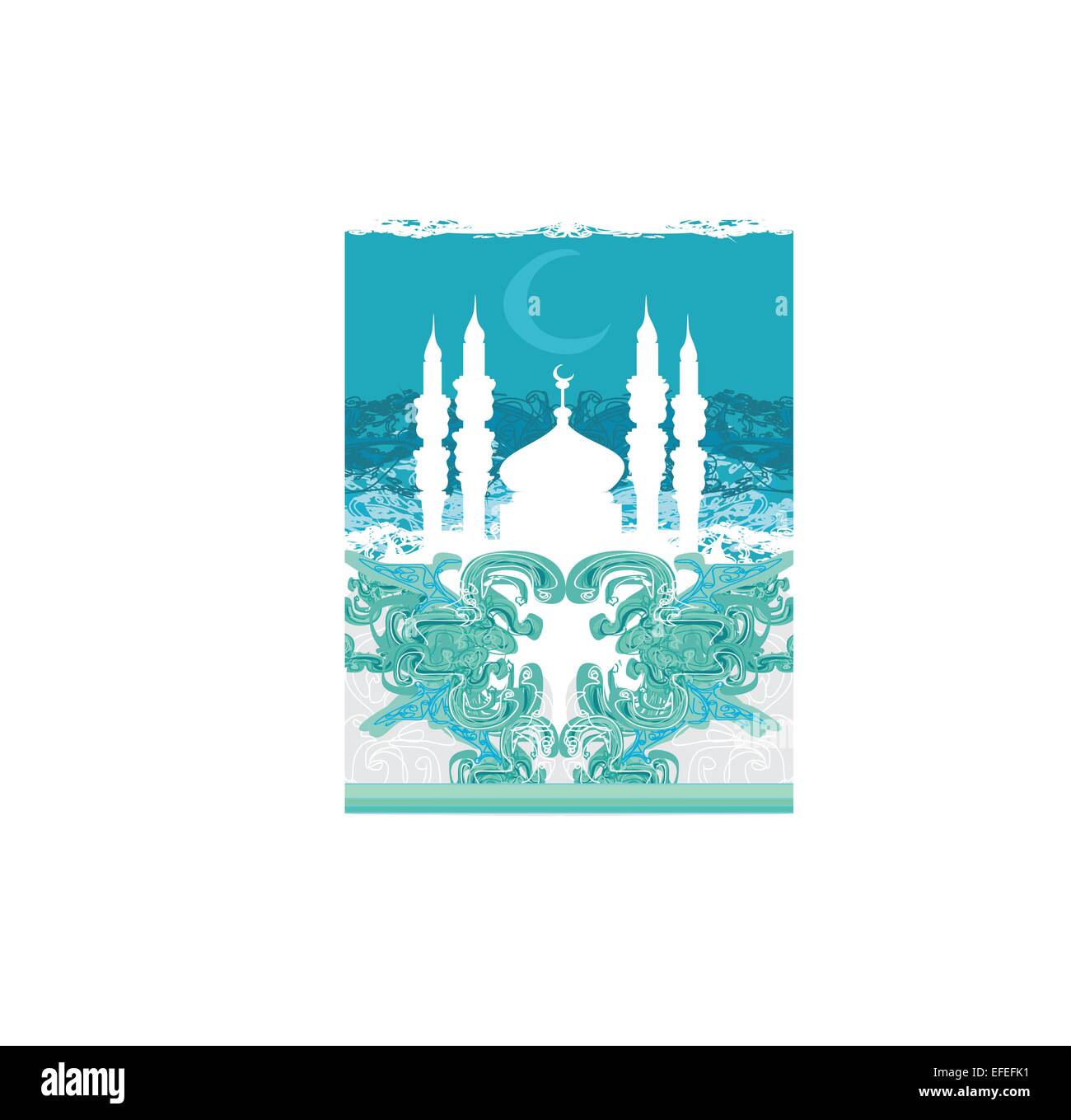Ramadan background - mosque silhouette vector card Stock Vector Image ...