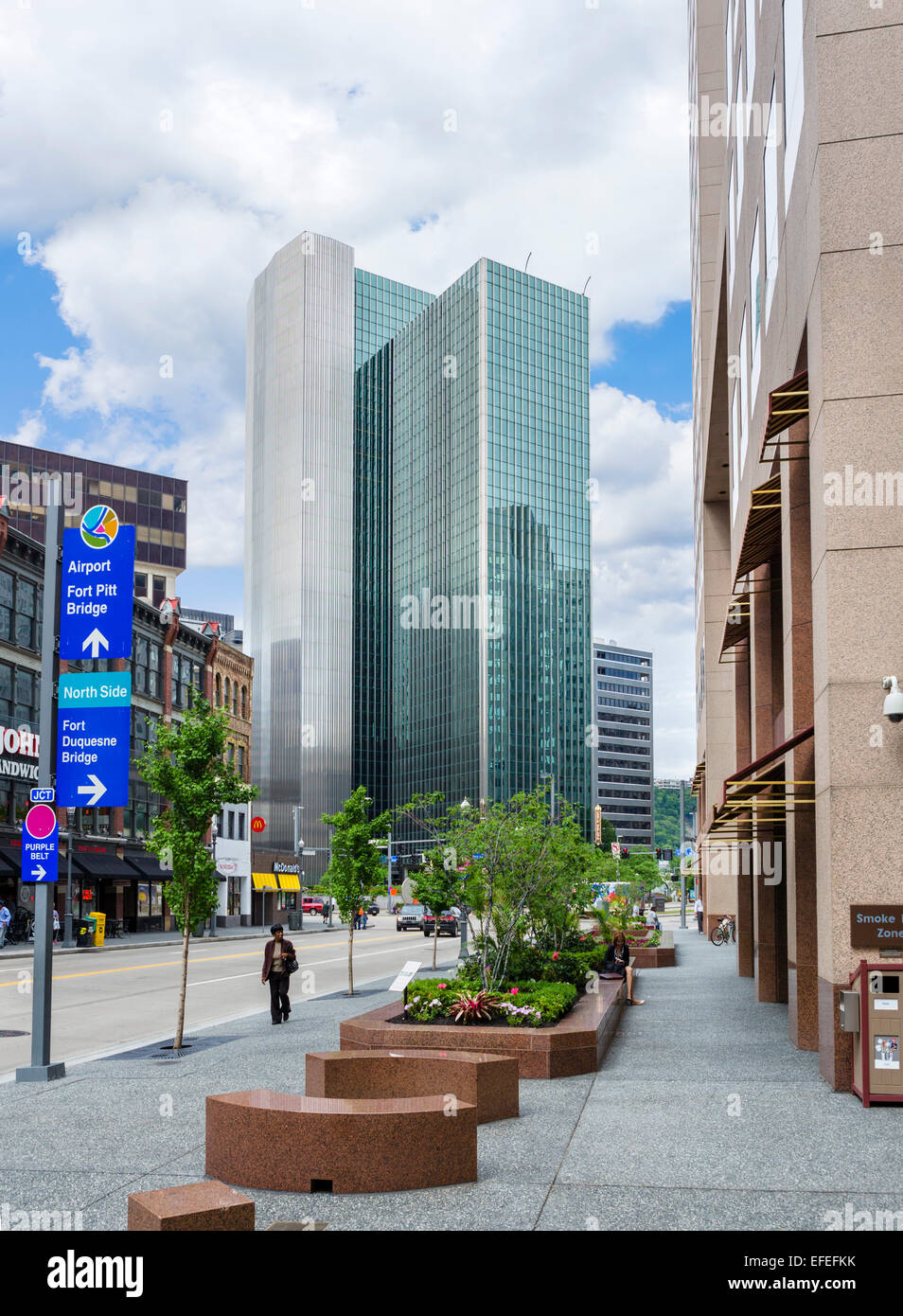 View down Liberty Avenue towards Four Gateway Center in downtown ...