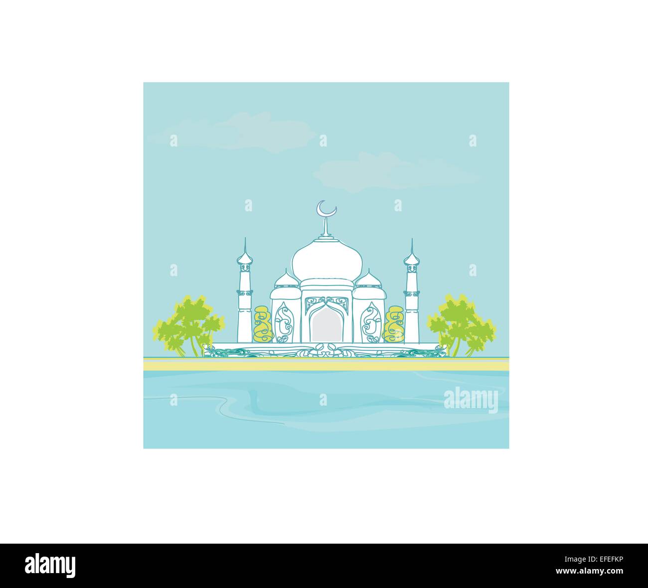 Ramadan background - mosque silhouette vector card Stock Vector Image ...