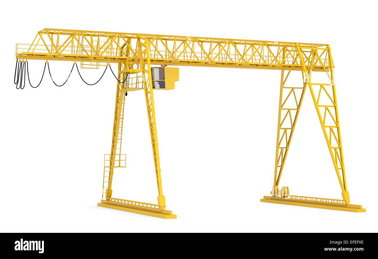 Yellow gantry bridge crane, half-turn Stock Photo - Alamy