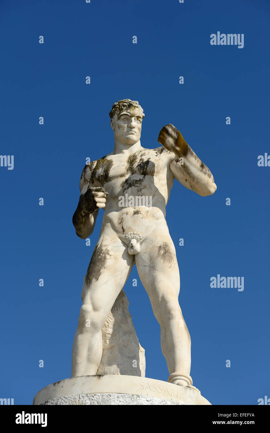 Marble statues portraying athletes at Stadio dei Marmi sports stadium ...
