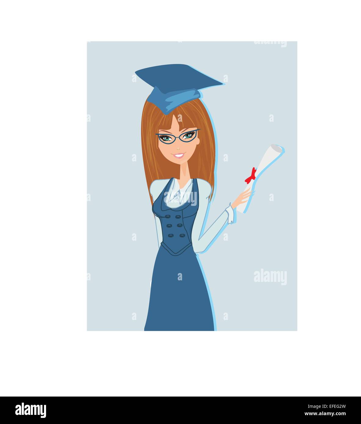Illustration of a girl Holding Her Diploma Stock Vector Image & Art - Alamy