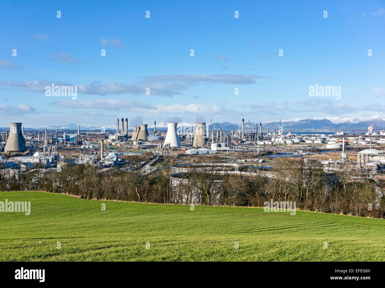 The Grangemouth Petrochemicals Complex and Refinery in Scotland viewed ...