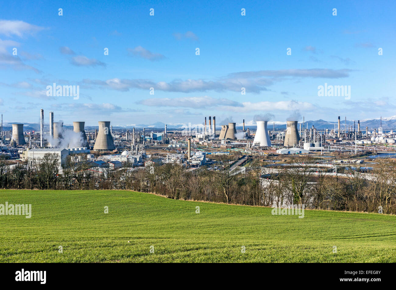The Grangemouth Petrochemicals Complex and Refinery in Scotland viewed ...