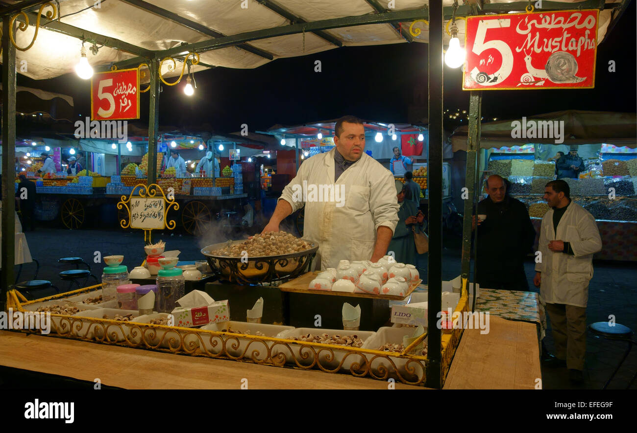 hot snail stall in Jamaa el Fna Marrakech Morocco Stock Photo - Alamy