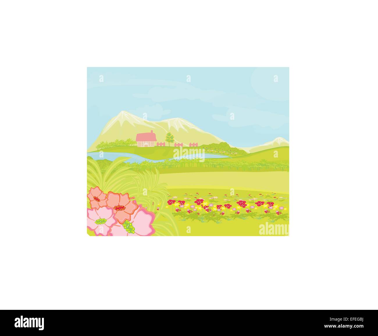 Spring rural landscape.Vector Illustration Stock Vector Image & Art - Alamy