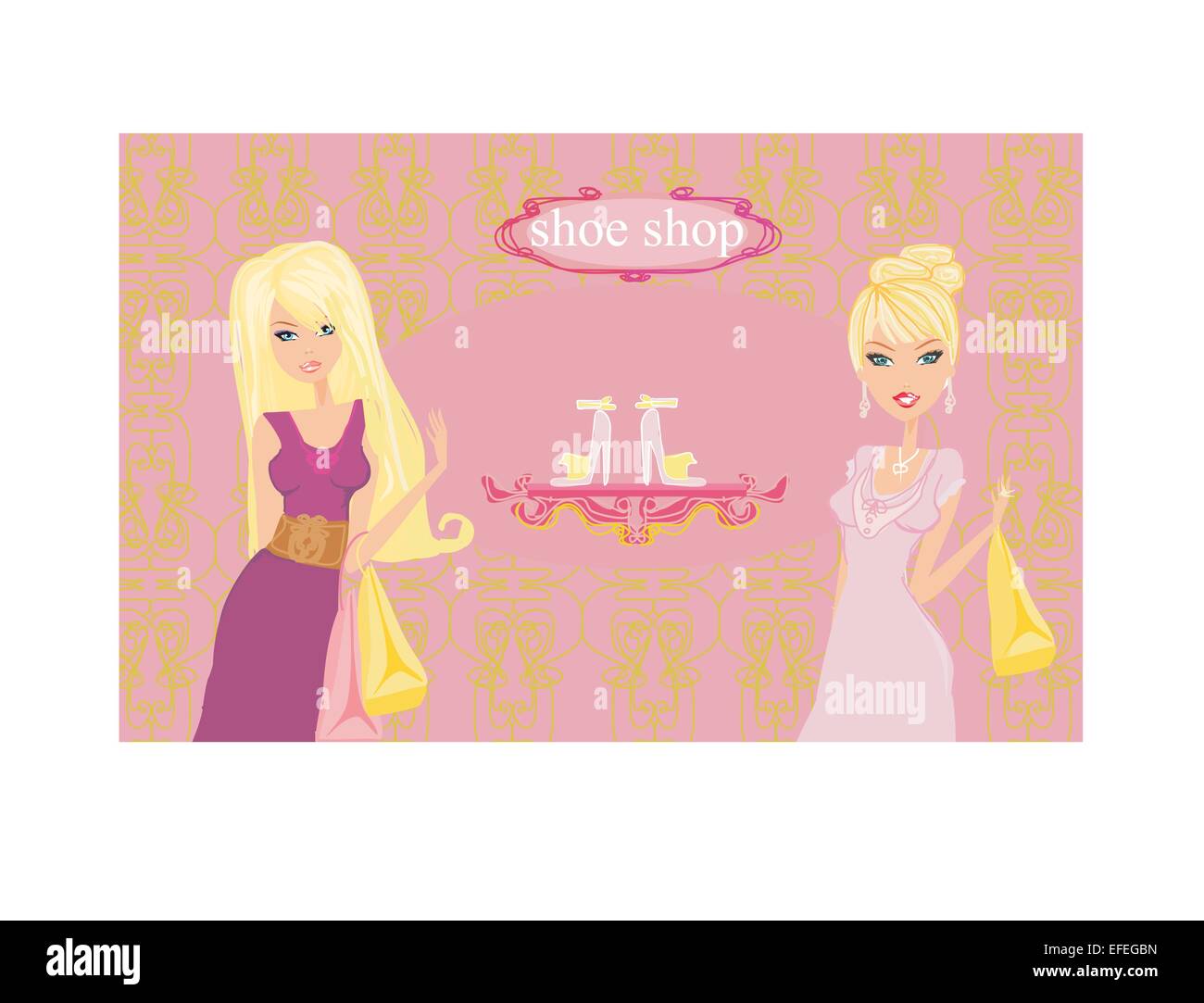 Fashion girls shopping in shoe shop Stock Vector Image & Art - Alamy