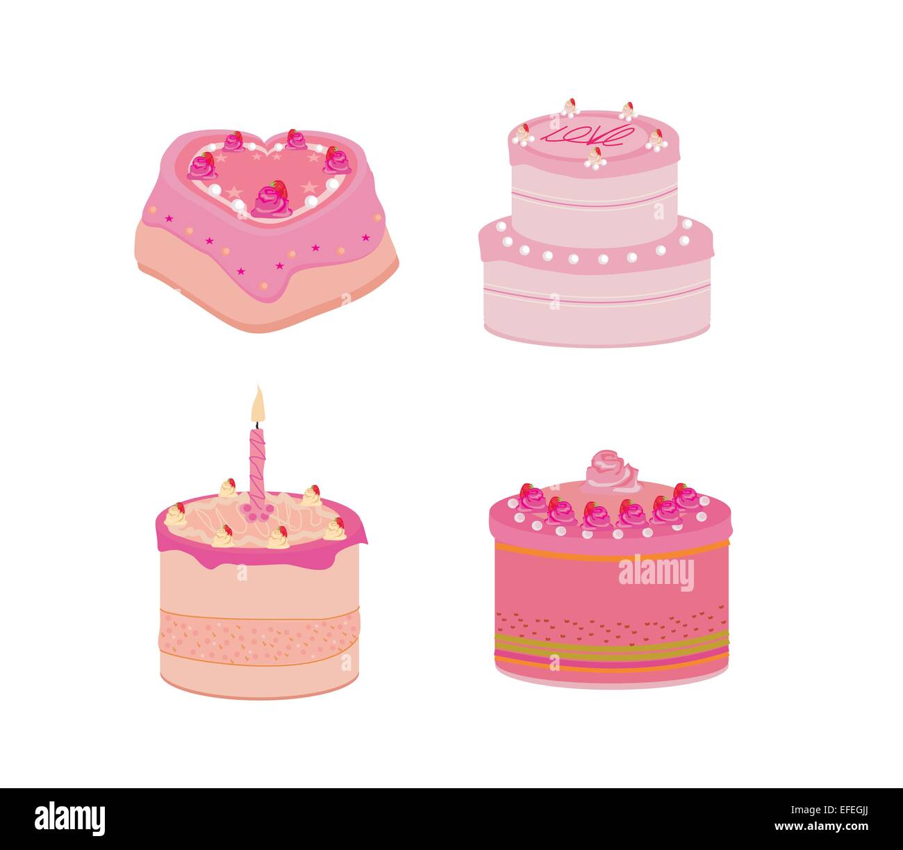 Set of vector pink sweets cakes Stock Vector Image & Art - Alamy