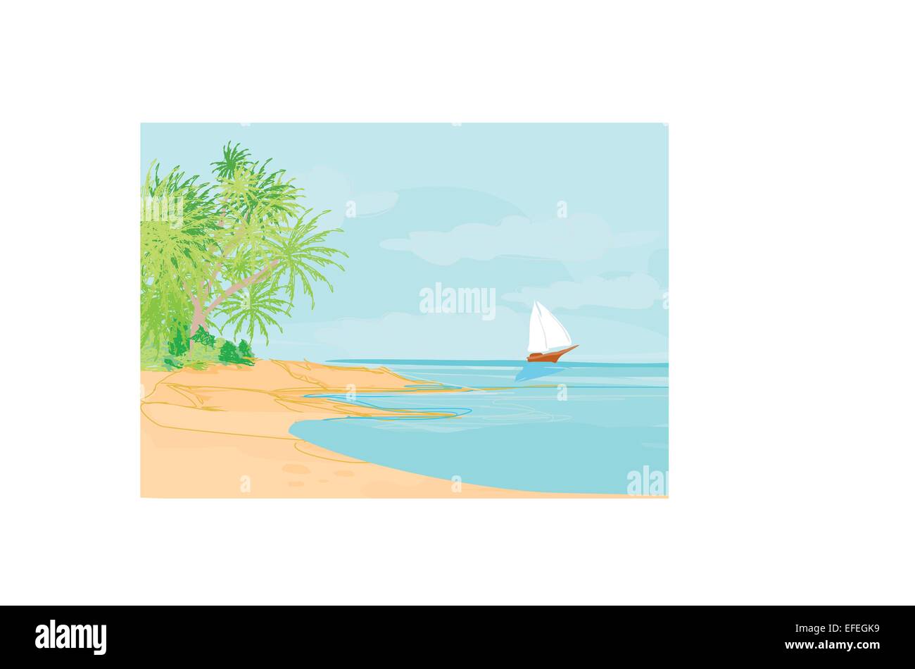 Beautiful boat in seaside Stock Vector Images - Alamy