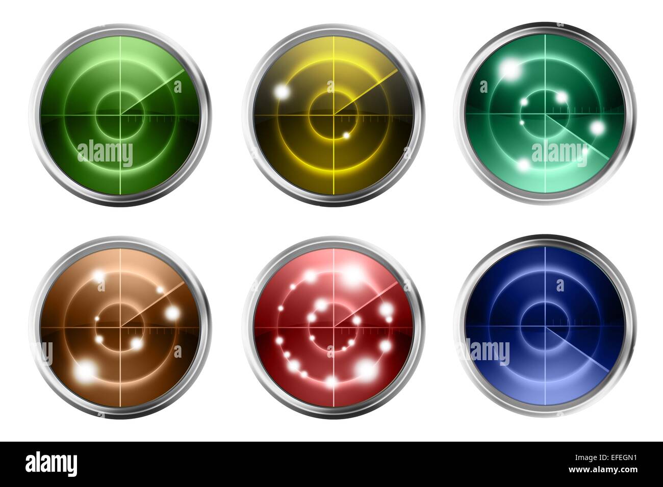 Colorful Radars Isolated on White. Six Different Abstract Radars Stock ...