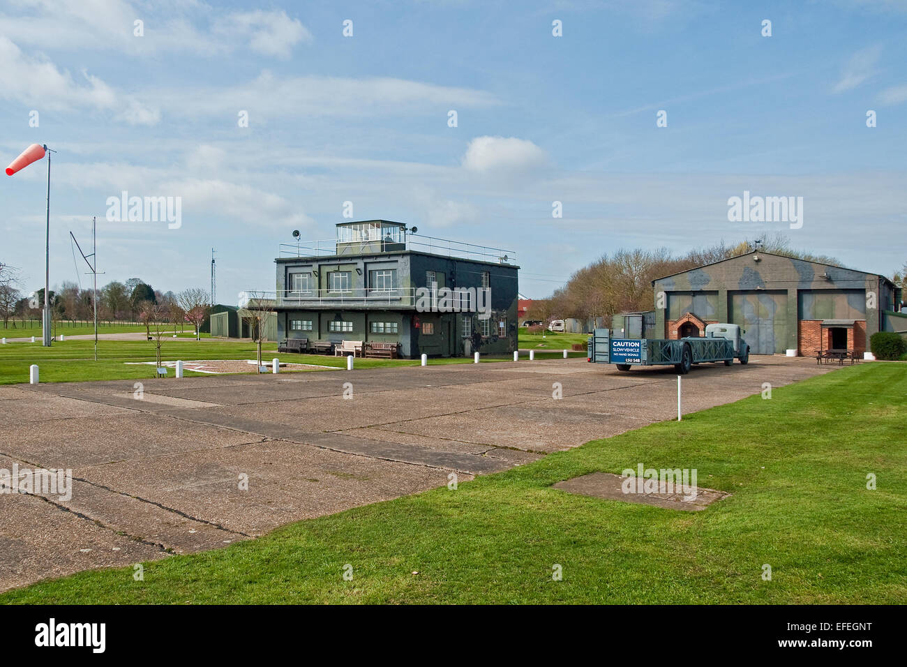 Watchtower and buildings at the former WWII bomber base at East Kirkby ...